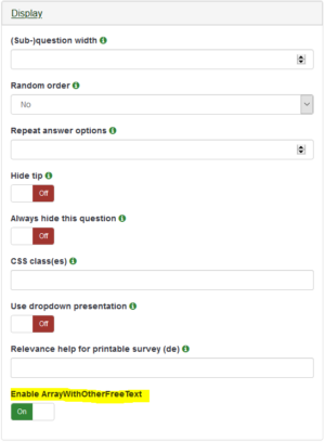 Array With Other Free Text Limesurvey Plugin • Add text fields to arrays